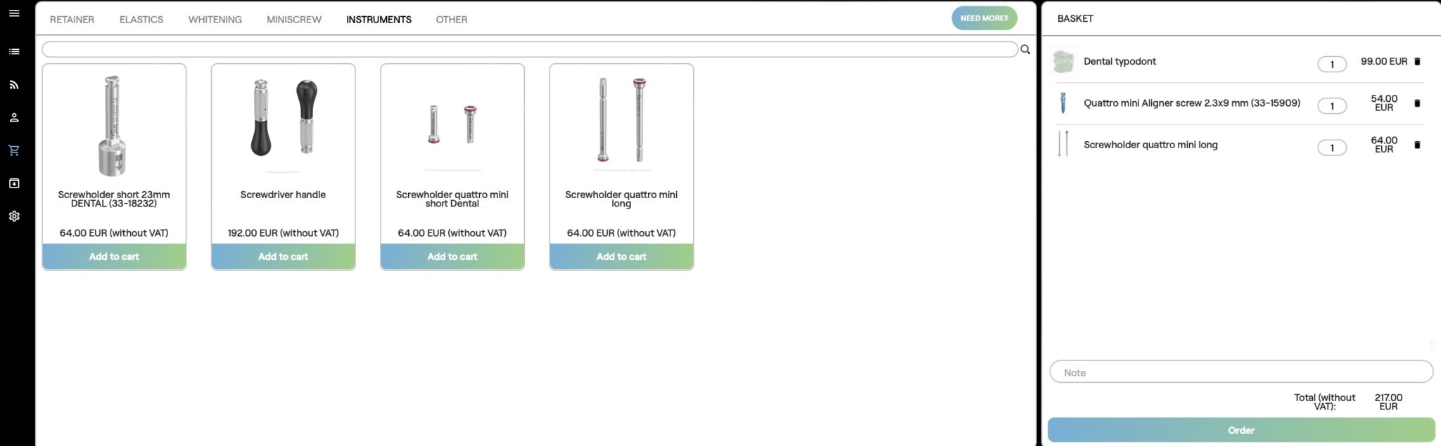 Integrated O/Shop functionality - Ordoline